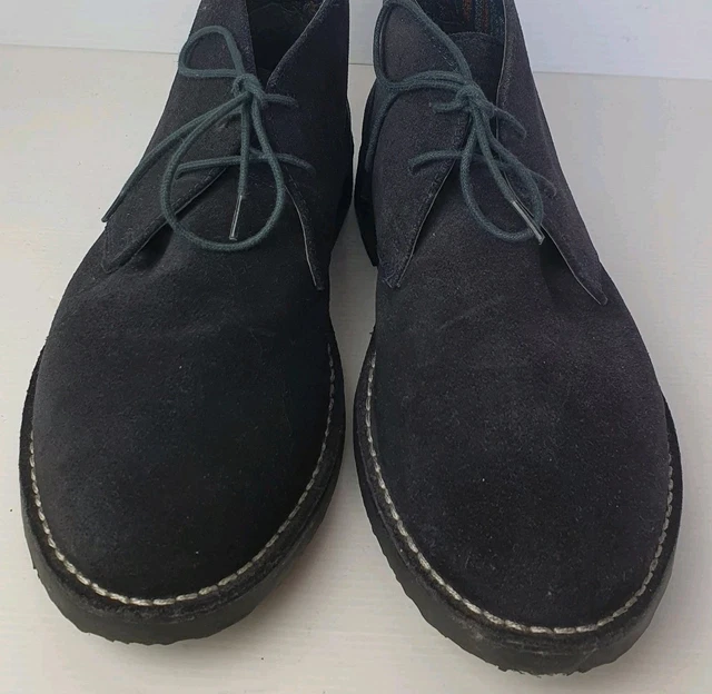 MATALAN MENS FAUX Suede Desert Boots UK 10 Navy Lace-up Vgc £10.00 ...