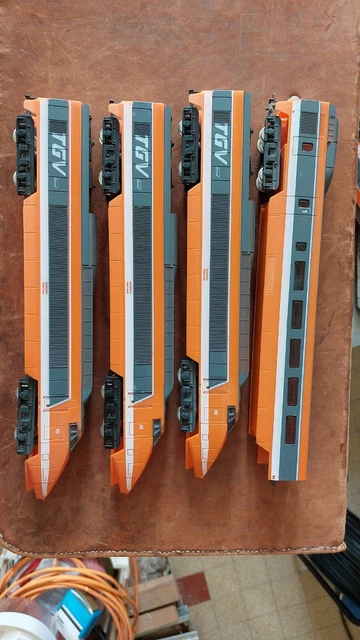 RAME TGV ORANGE RECORD DU MONDE 380 KM/H N° 16 N°HJ2412 HO Façon Jouef ...