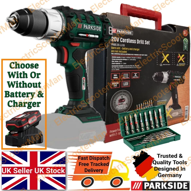 PARKSIDE 20V CORDLESS Drill Set - Bare Unit Or With 2Ah Battery and ...