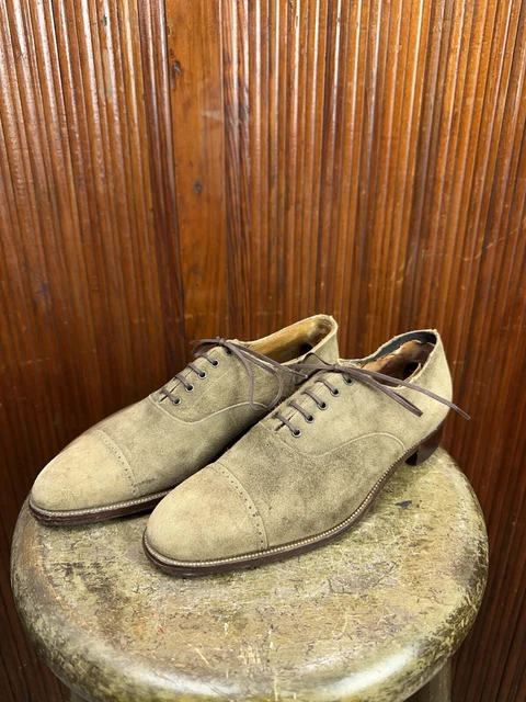1930S 1940S BESPOKE Buff Suede Oxfords Leather Shoes £47.52 - PicClick UK