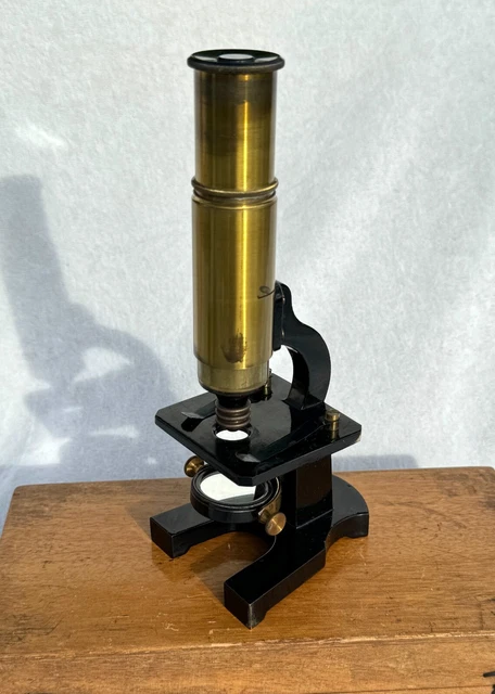ANTIQUE WOODEN CASED Students Brass Microscope £35.00 - PicClick UK