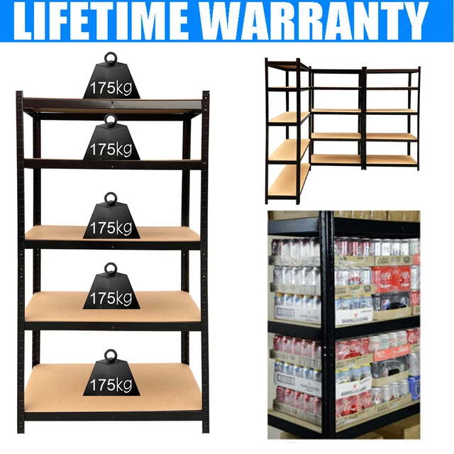 METAL STEEL GARAGE Shelving Unit Heavy Duty Racking Storage Shelves 5 ...