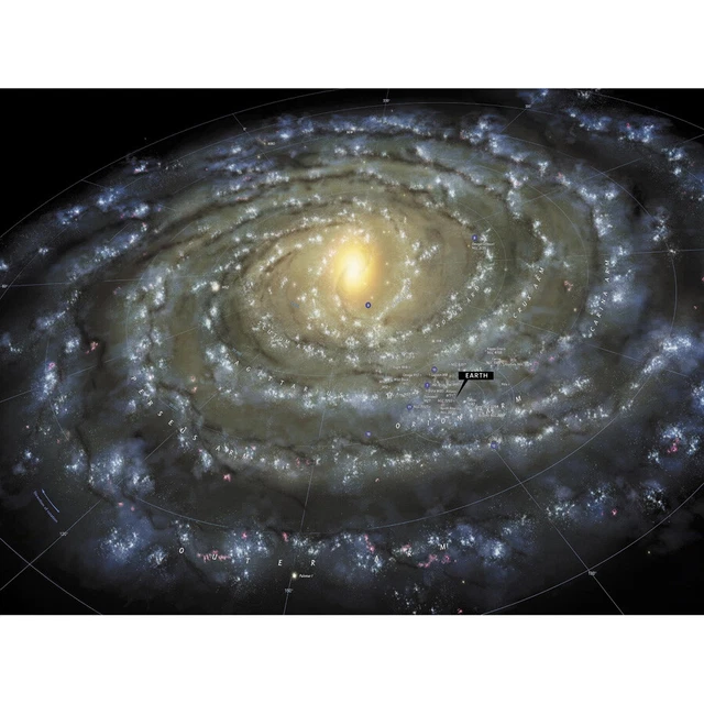 SPACE MAP MILKY Way Galaxy Spiral Star Solar System Canvas Wall Art ...