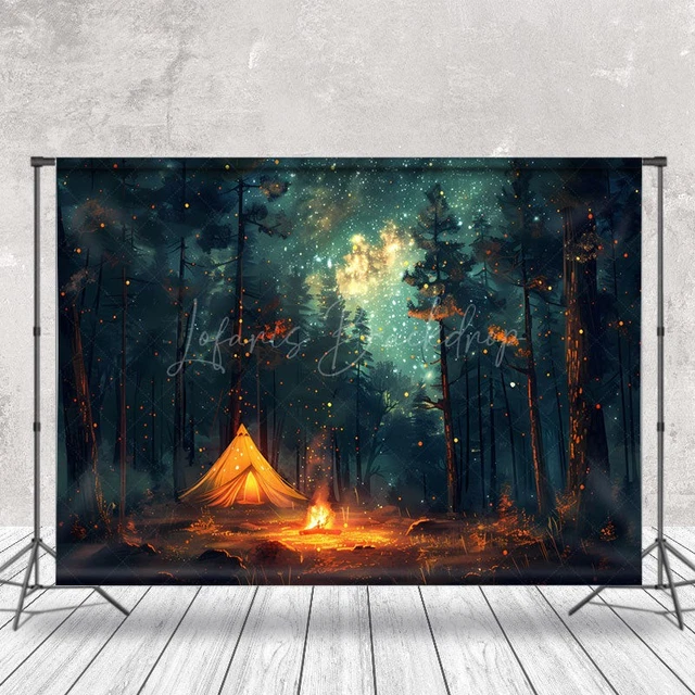 NIGHT FOREST BONFIRE Starry Sky Photoshoot Backdrop $36.01 - PicClick AU