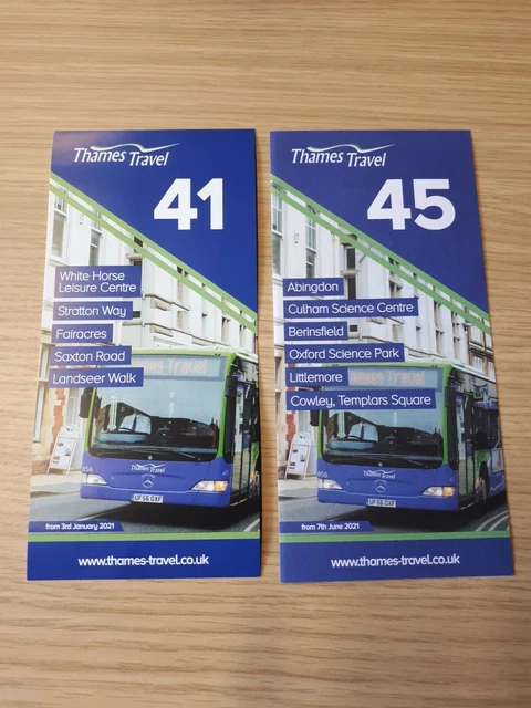 THAMES TRAVEL: 2 x bus timetable leaflets for Abingdon routes: Jan/June ...