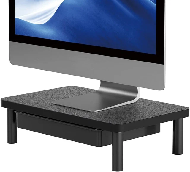 SLEEK WOODEN MONITOR Stand Riser with Drawer, Height Adjustable ...