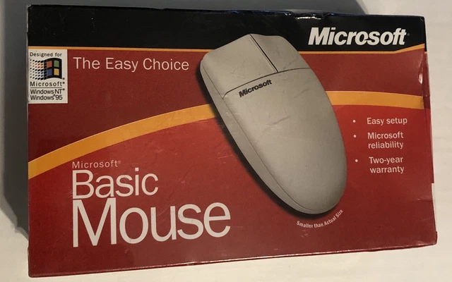 VINTAGE MICROSOFT BASIC Mouse 1.0 PS/2 Windows 98 2000 Computer Wired ...