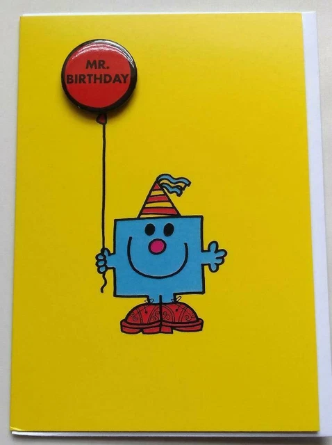 MR MEN BIRTHDAY Card - Mr Birthday card with badge £10.07 - PicClick UK