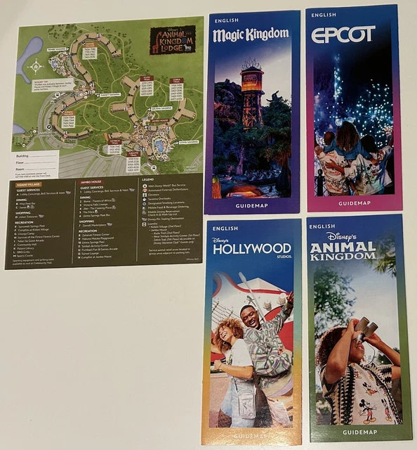 2025 WALT DISNEY World Animal Kingdom Lodge Resort Map + 4 Theme Park ...