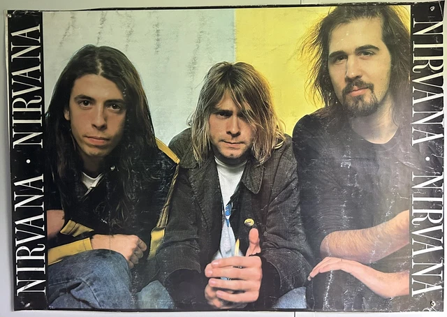 NIRVANA AFFICHE KURT Cobain Dave Grohl Novoselic Original Promo Environ ...