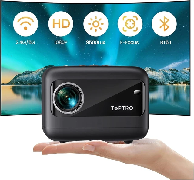 MINI PROJECTOR TOPTRO Portable Projector with 9500LM 1080P Full HD, 5G ...