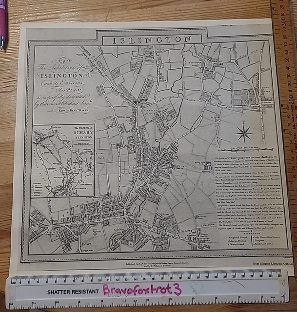 VINTAGE PRINT OF Wall Map of ISLINGTON By Edward & Benjamin BAKER £10. ...