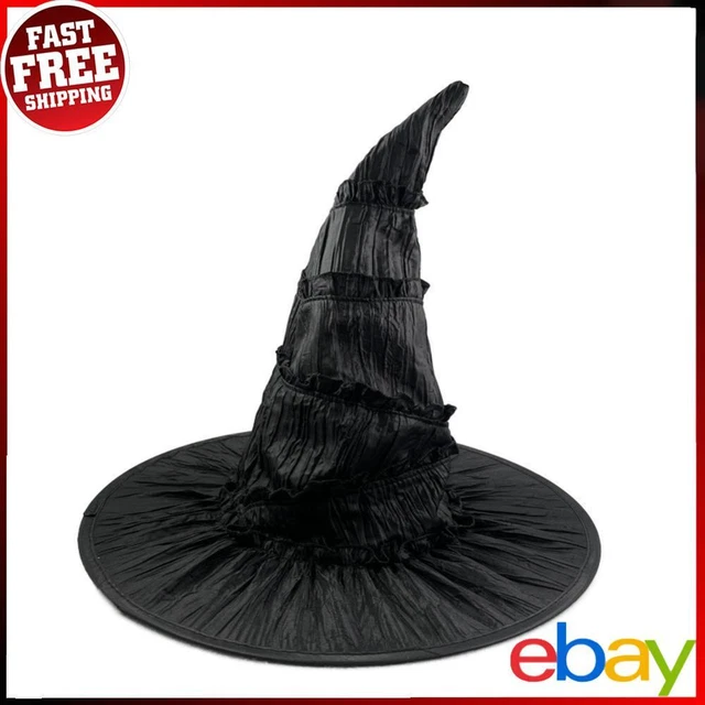 WITCH HAT RUCHED Black Witch Wizard Hat Witches Hats Cosplay Costume Accessory £6.71 - PicClick UK