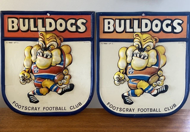 VINTAGE 1981 FOOTSCRAY Bulldogs VFL Signs -AFL Rare Western Bulldogs ...