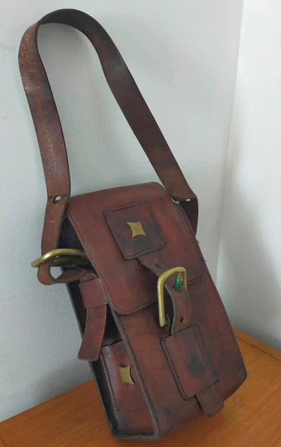 SACOCHE VINTAGE EN cuir Genuine Leather Made in France John Jessel EUR ...