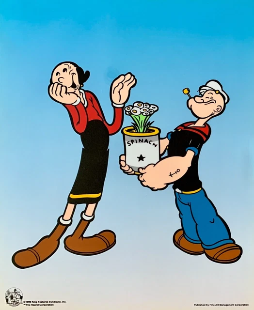POPEYE & OLIVE OIL with Spinach Bouquet Animation Art Cel Sericel £63. ...