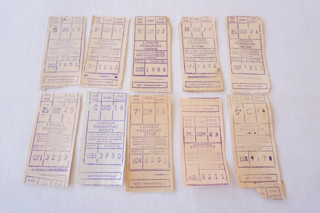 LONDON TRANSPORT GIBSON Machine Bus Tram Ticket x10 Ref A45 £14.99 ...