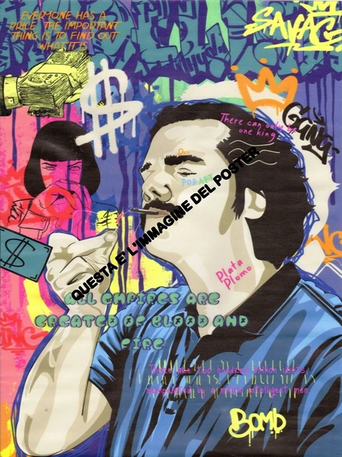 POSTER MANIFESTO STREET ART Stampa Iconic A3 PABLO ESCOBAR POP ART MALA ...