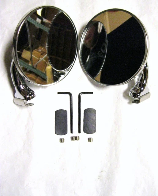 4& WIDE POLISHED Stainless Side Peep Mirrors with Convex Glass PAIR ...