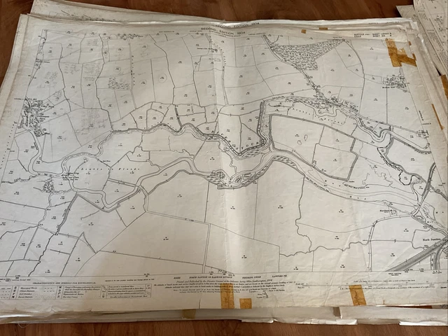 LARGE SCALE ANTIQUE Ordnance Map Essex/ SUFFOLK - River STOUR Nr ...