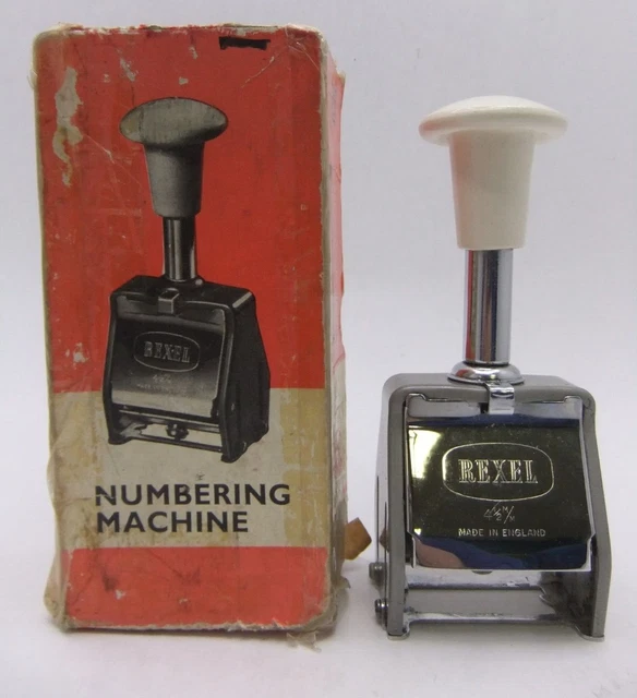 REXEL AUTOMATIC NUMBERING Machine Stamp (4 1/2 M/M) Vintage England #J2 ...