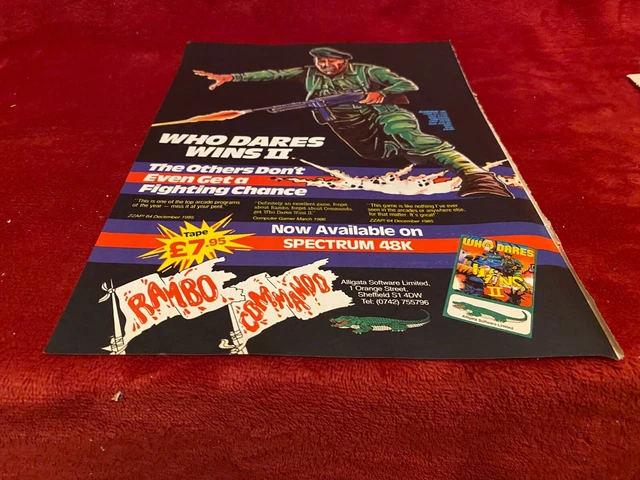 GAME19 COMPUTER GAME Advert 11X8 Who Dares Wins Ii Spectrum 48K £2.99 ...