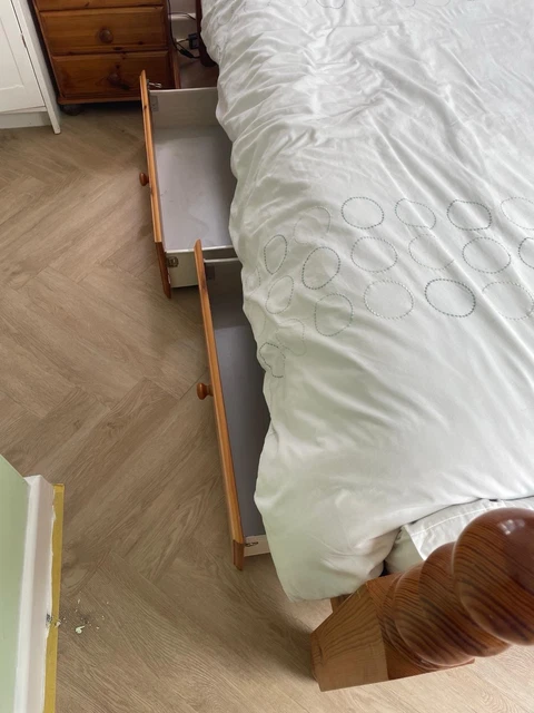 KINGSIZE STORAGE BED Frame, Waxed Pine, 4 large Drawers CO39BE £94.30 ...