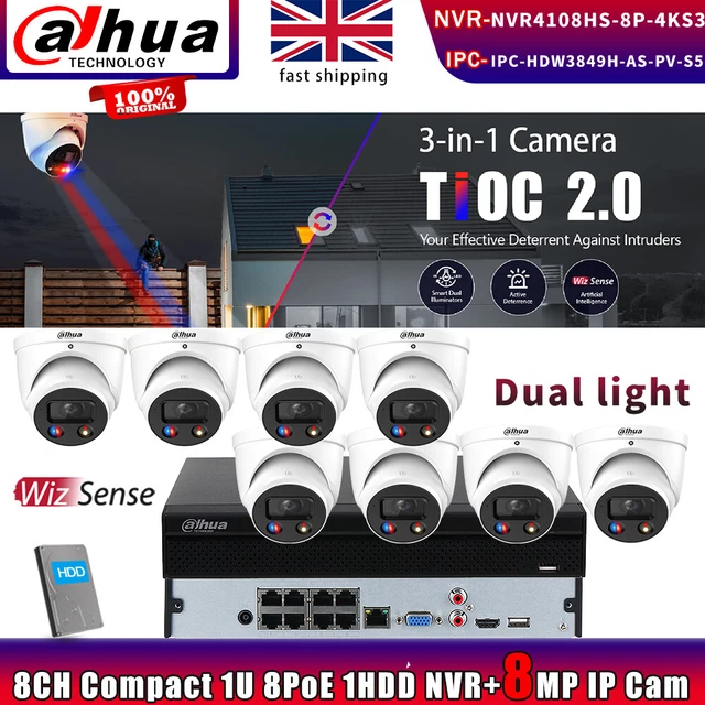 DAHUA 8CH 8POE NVR TiOC 4K 8MP Full Color IR WizSense IP Camera Systems Lot UK £180.00 - PicClick UK