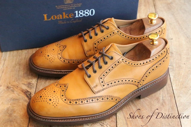 LOAKE 1880 CHESTER Tan Brown Leather Derby Brogue Shoes Men's UK 10 F ...