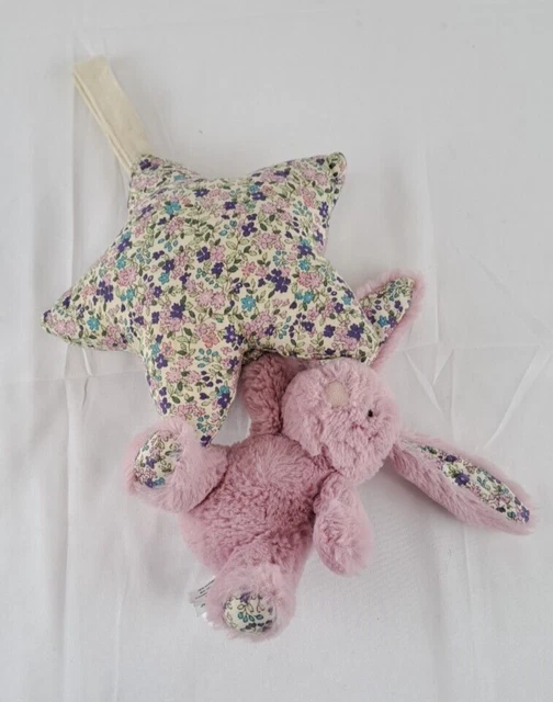 JELLYCAT PINK BLOSSOM Bunny Rabbit Star Pull Musical Mobile Lullaby £5. ...