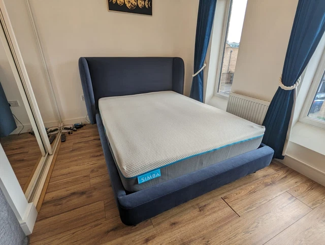 SIMBA DOUBLE PEGASUS Blue Bed Frame with Simba Hybrid Mattress £500.00 ...