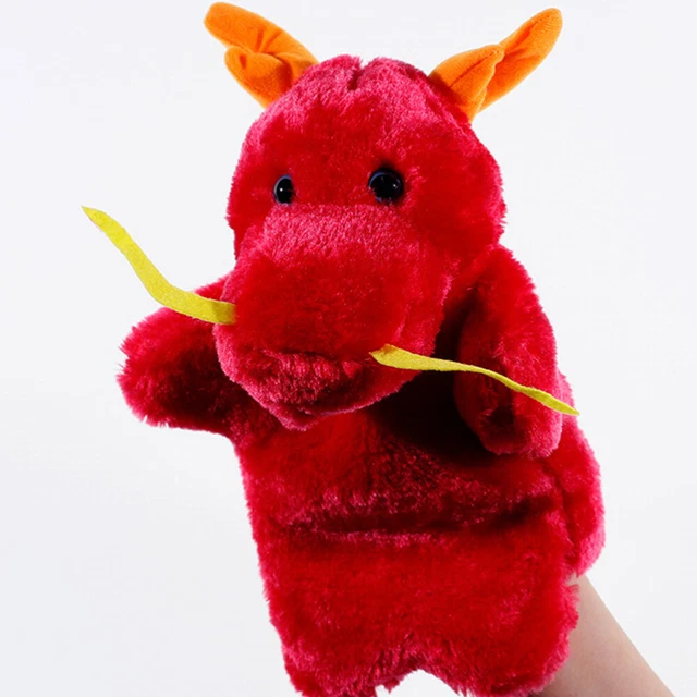 STORYTELLING PLUSH DRAGON Puppet Interactive Animal Hand Puppet Cartoon ...