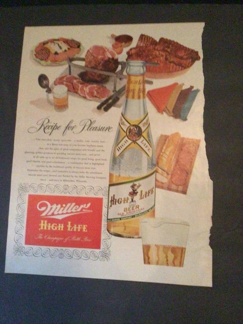 MILLER HIGH LIFE Beer Ad Clipping Original Vintage Magazine Print ...