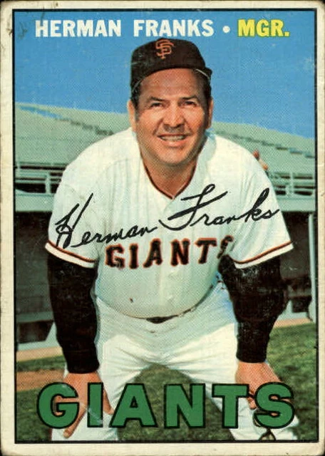 CARTE DE BASEBALL 1967 Topps San Francisco Giants #116 Herman Franks MG ...