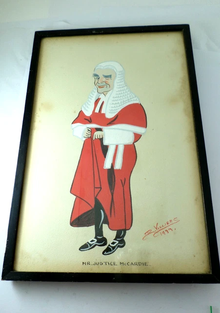 ORIGINAL ART, CARICATURE of (famous) Mr. Justice McCardie, 1933, Signed ...