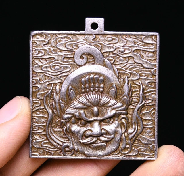 4.8CM TIBET ARGENT Feng Shui Mahachi Dieu Bouddha tête charme pendentif ...