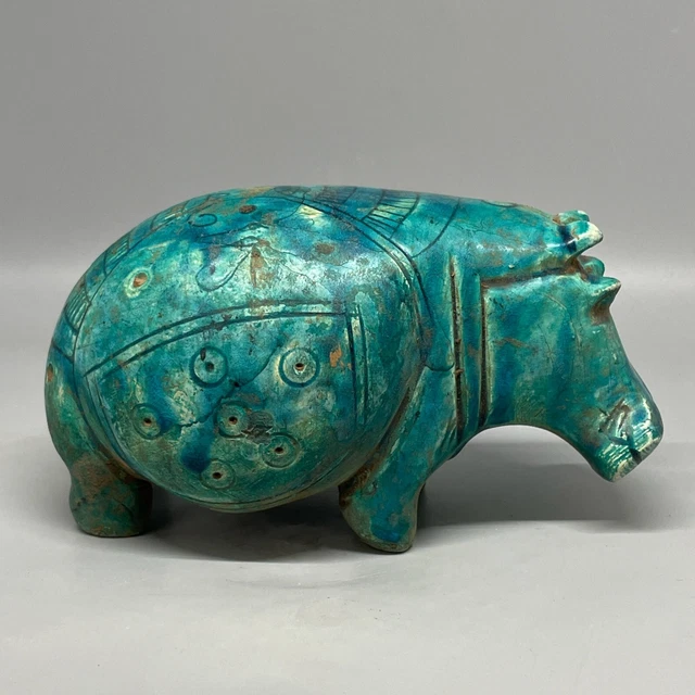 LARGE ANTIQUE ANCIENT Egyptian Stone Goddess Taweret Hippo Amulet 850 ...