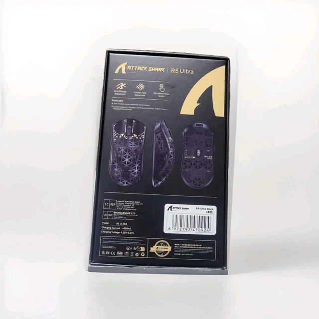 ATTACK SHARK R5 Ultra Carbon Fiber Wireless 8K PAW3950MAX Gaming Mouse ...