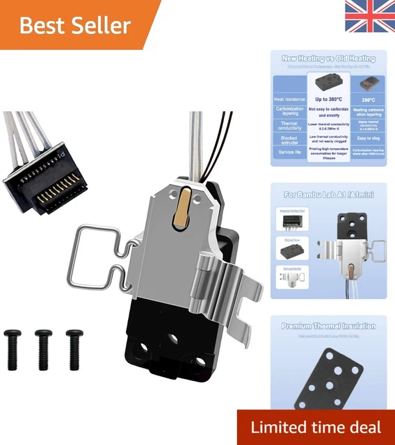 BAMBU LAB A1/A1 Mini Enhanced Hotend with Thermistor & Heat-Insulating ...