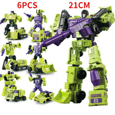 6 SET TRANSFORMERS Construction Vehicle Robot Combiner Devastator ...