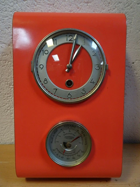 PENDULE BAROMÈTRE MANUFRANCE-WALL clock barometer- vintage vers 1960 ...