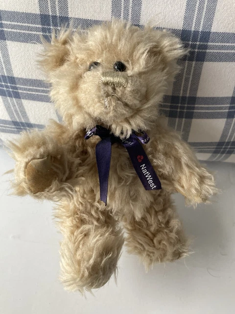 NATWEST BANK BEIGE Teddy Bear Plush - black Bow - Soft Toy - approx 7 ...