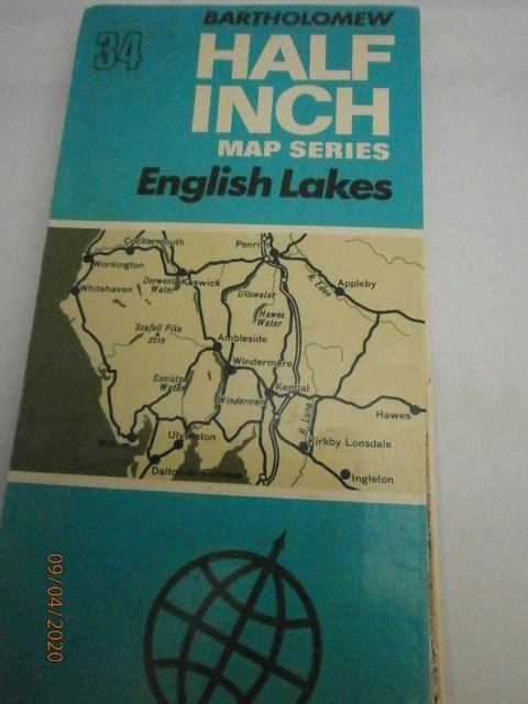 VINTAGE MAP BARTHOLOMEW Half Inch Map Series English Lakes No: 34 Dated ...