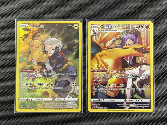 POKEMON CARD X2 Full Art Pikachu Charizard Trainer Gallery Lost Origin ...
