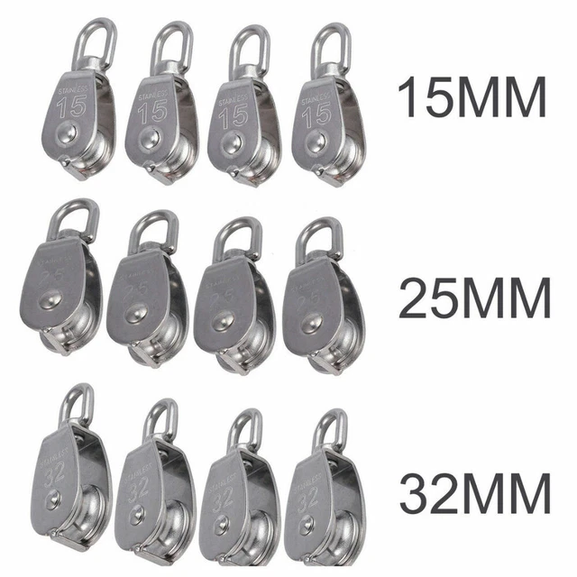 STAINLESS STEEL PULLEY Single Wheel Swivel Lifting Rope Pulley Block ...