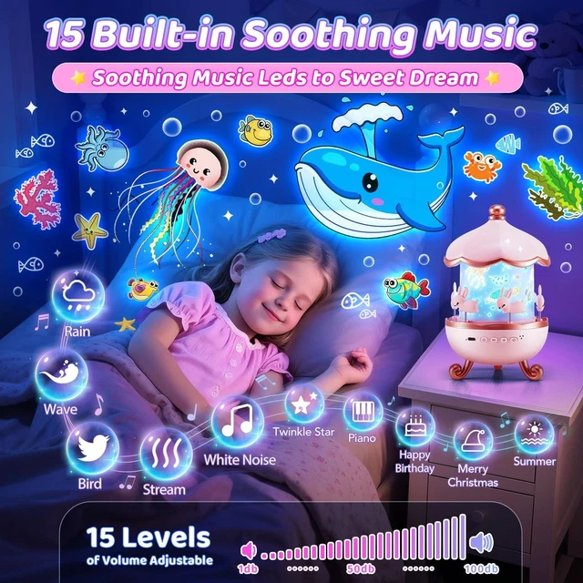 ONE FIRE UNICORN Night Light Projector for Kids with 15 Films, 15 ...