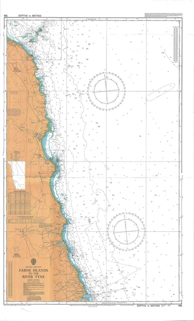 CARTE PAPIER DES Îles Farne À La Côte Est De L'Angleterre Jusqu'Au ...