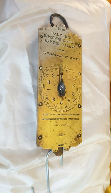 VINTAGE SALTER'S IMPROVED Circular Spring Balance No 60. Old brass ...