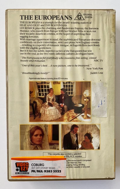 THE EUROPEANS [VHS] Palace Academy Ex-Rental Big Box Video Tape 1979 ...