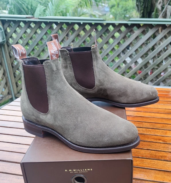 RM WILLIAMS TURNOUT Khaki 8G 9US 42EU Suede Leather Mens Boots (like ...